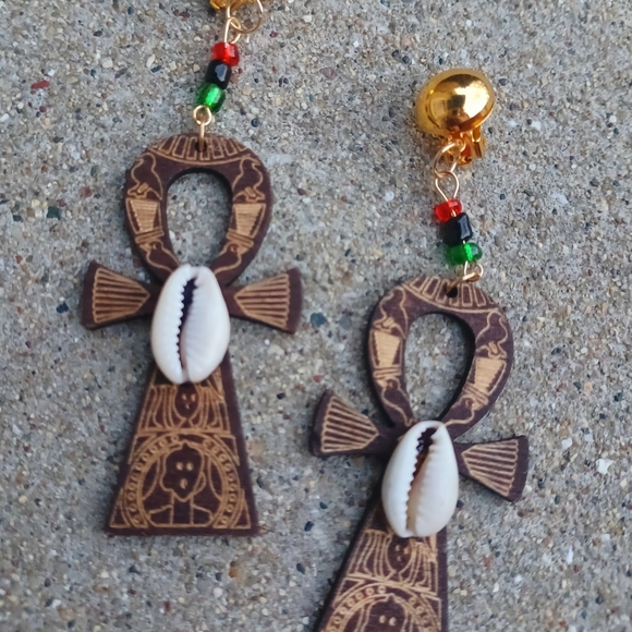 Hand Crafted | Jewelry | Handmade Wooden Ankh Clip On Earrings | Poshmark